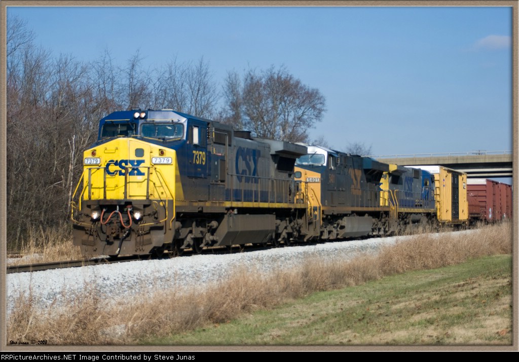 CSX 7379,5401,7604 pull out of the yard